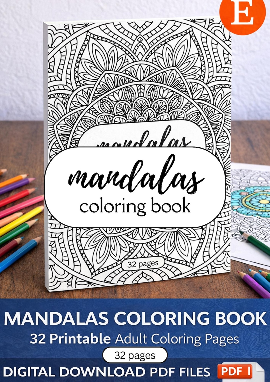 Mandala Coloring Pages PDF Printable Adult Coloring Book Stress Relief ...