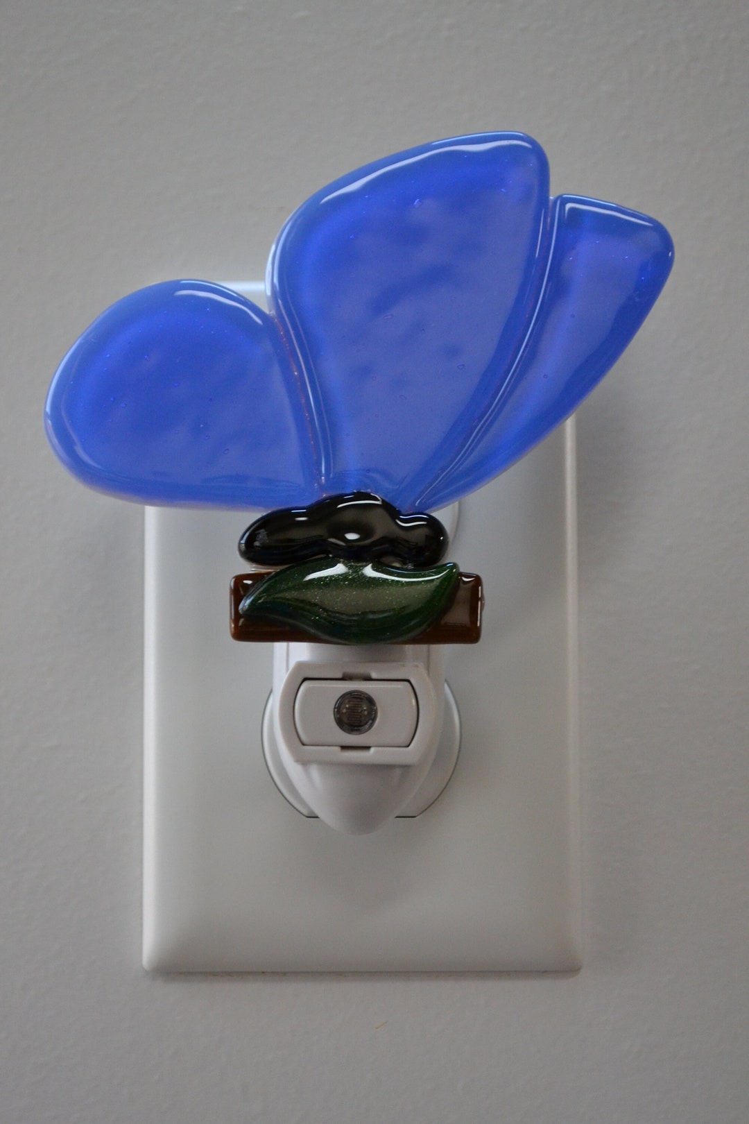Blue Butterfly Fused Glass Night Light With Sensor - Etsy
