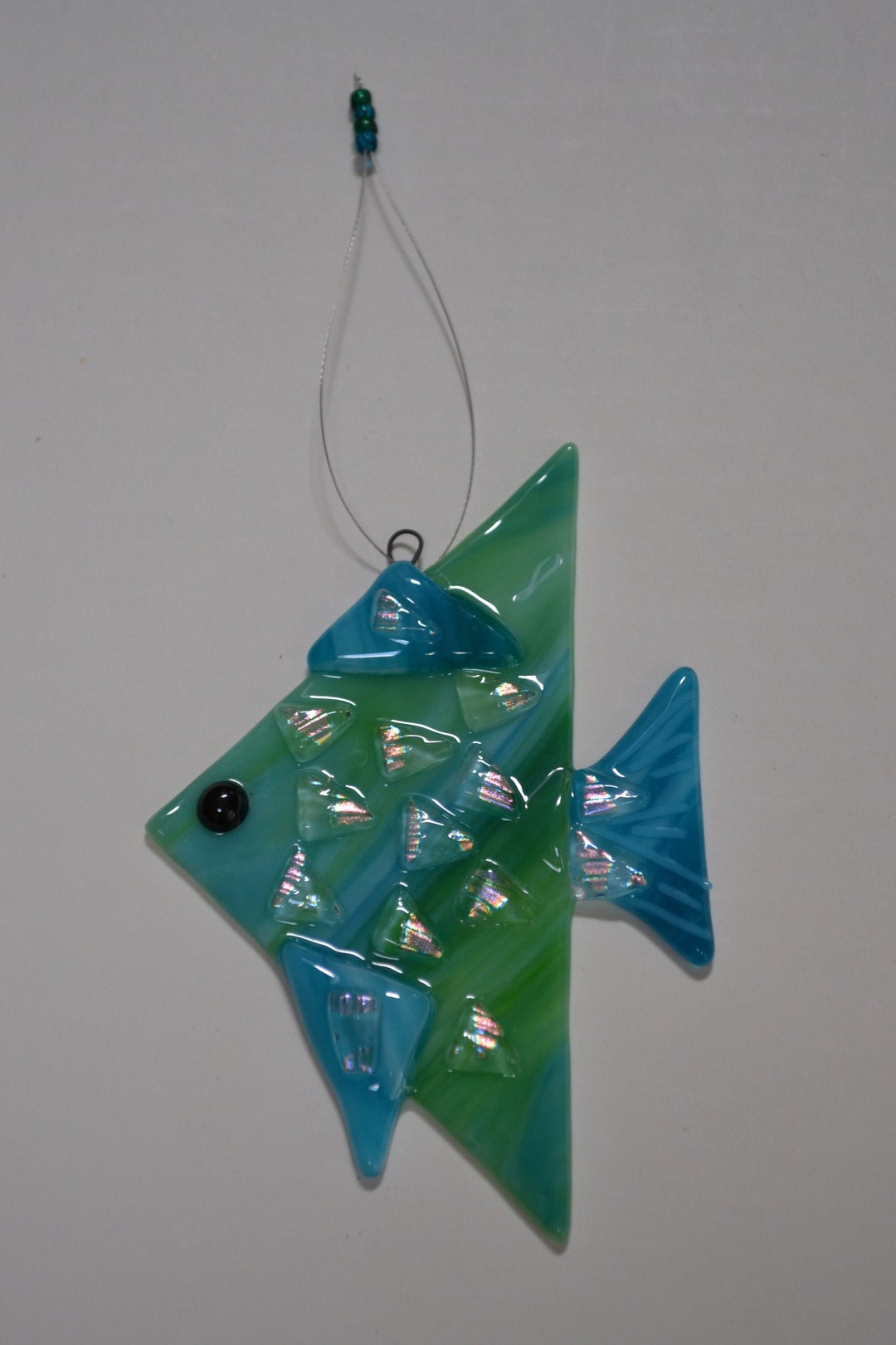 Blue and Green Fused Glass Fish Sun Catcher - Etsy