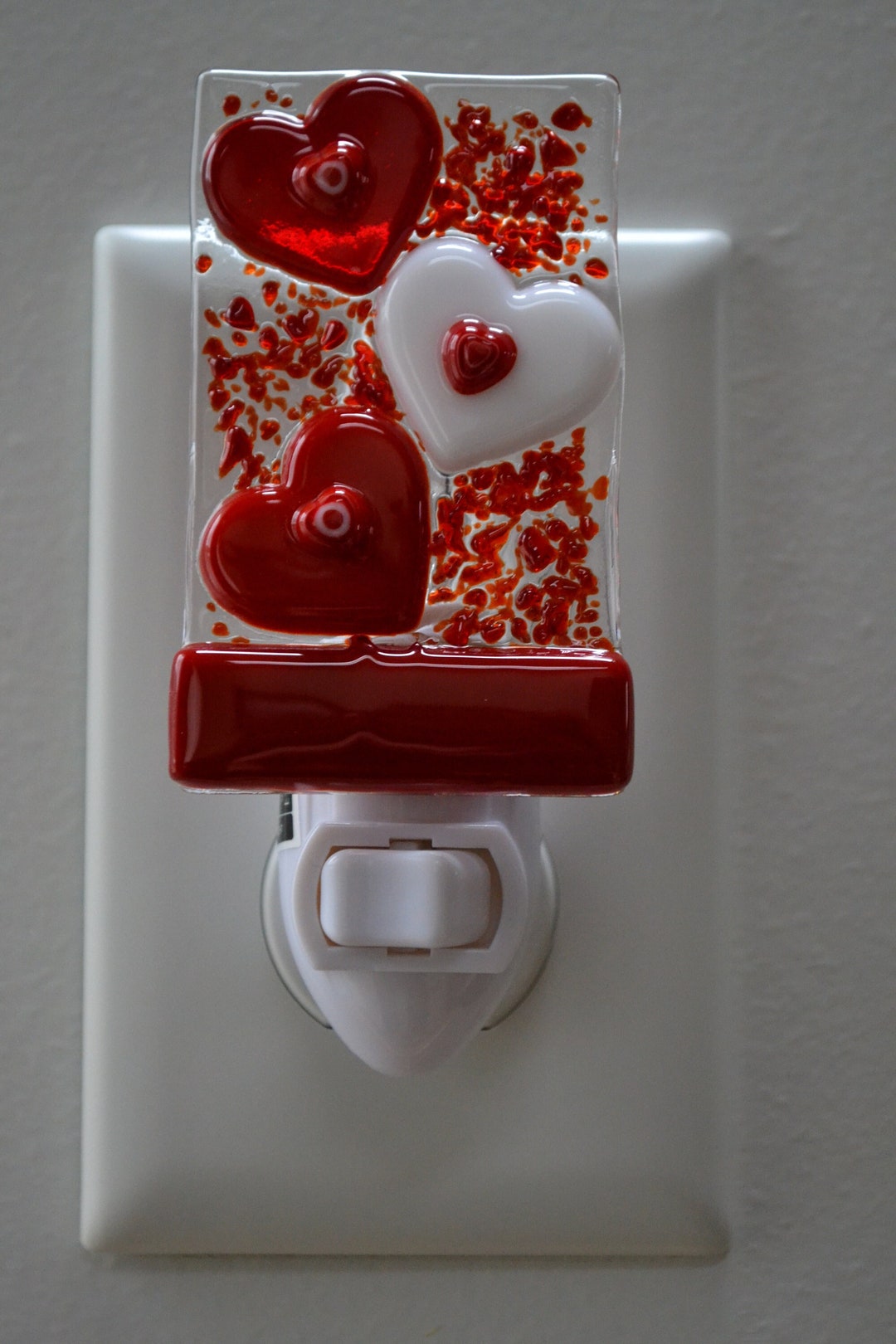 Hearts Fused Glass Night Light - Etsy