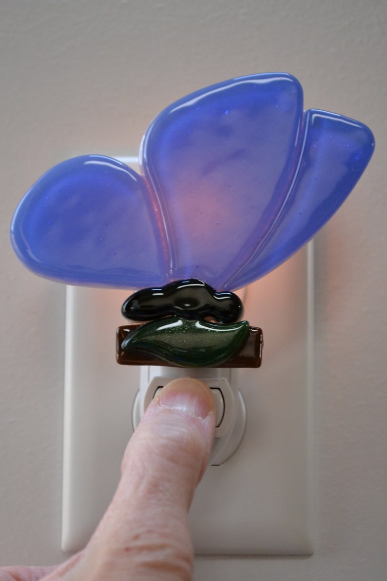 Blue Butterfly Fused Glass Night Light With Sensor - Etsy