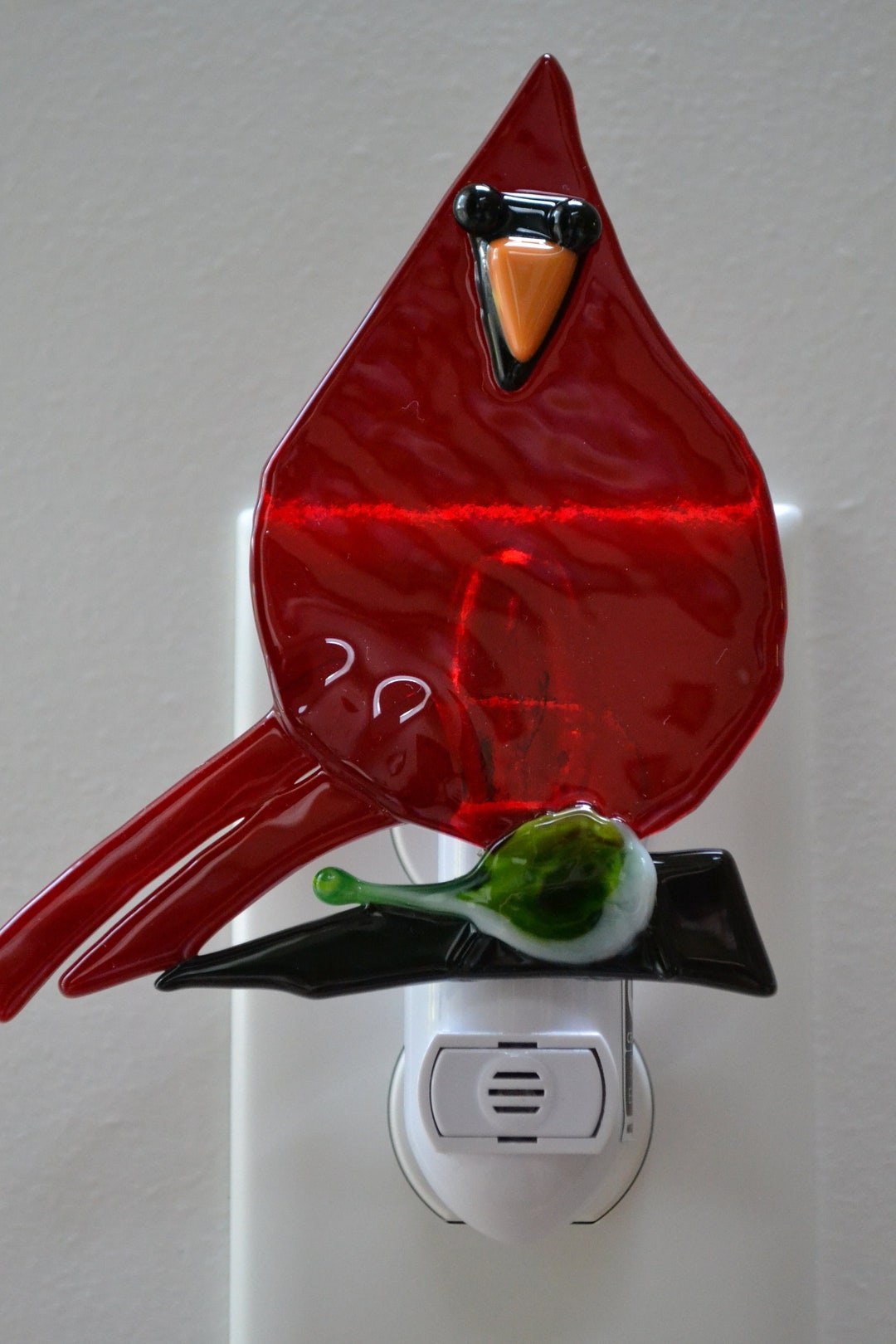 Cardinal Fused Glass Night Light - Etsy