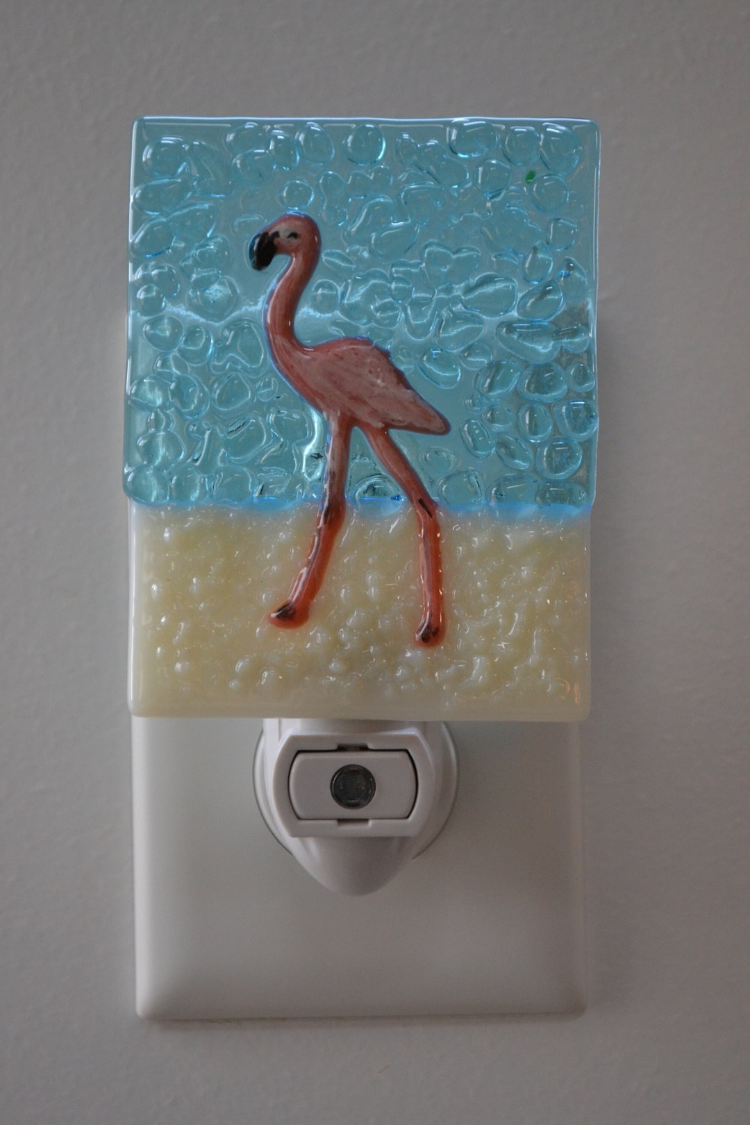 Pink Flamingo Fused Glass Night Light With Sensor - Etsy