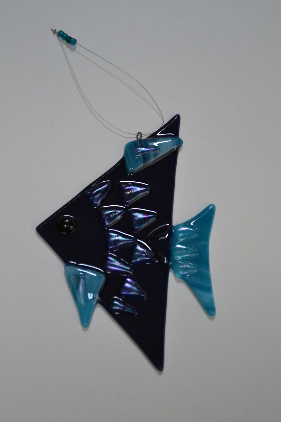 Blue Fused Glass Fish Sun Catcher - Etsy