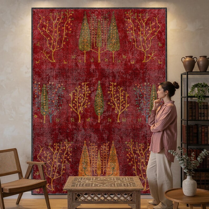 Artistiek tapijt in Perzische stijl, dieprood natuurtapijt - 368 . SH ...
