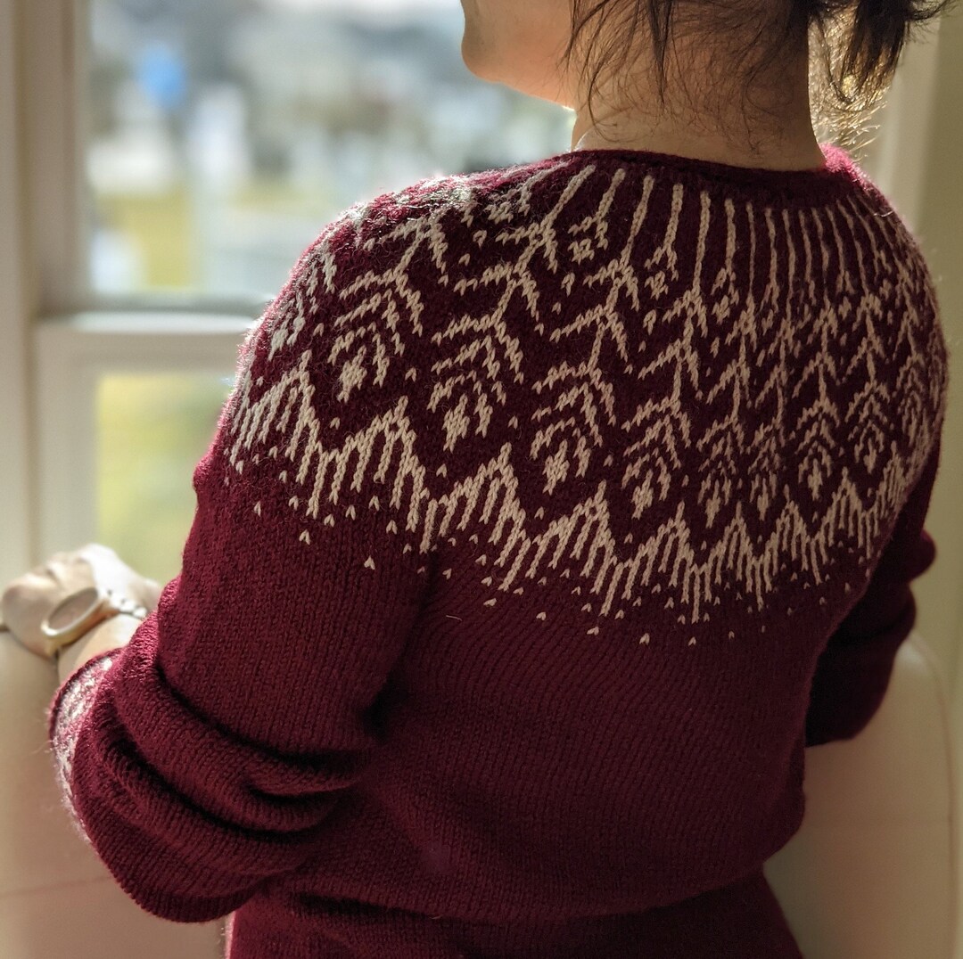 Dark Red and Ivory Fair Isle Women's Sweater/pullover - Etsy