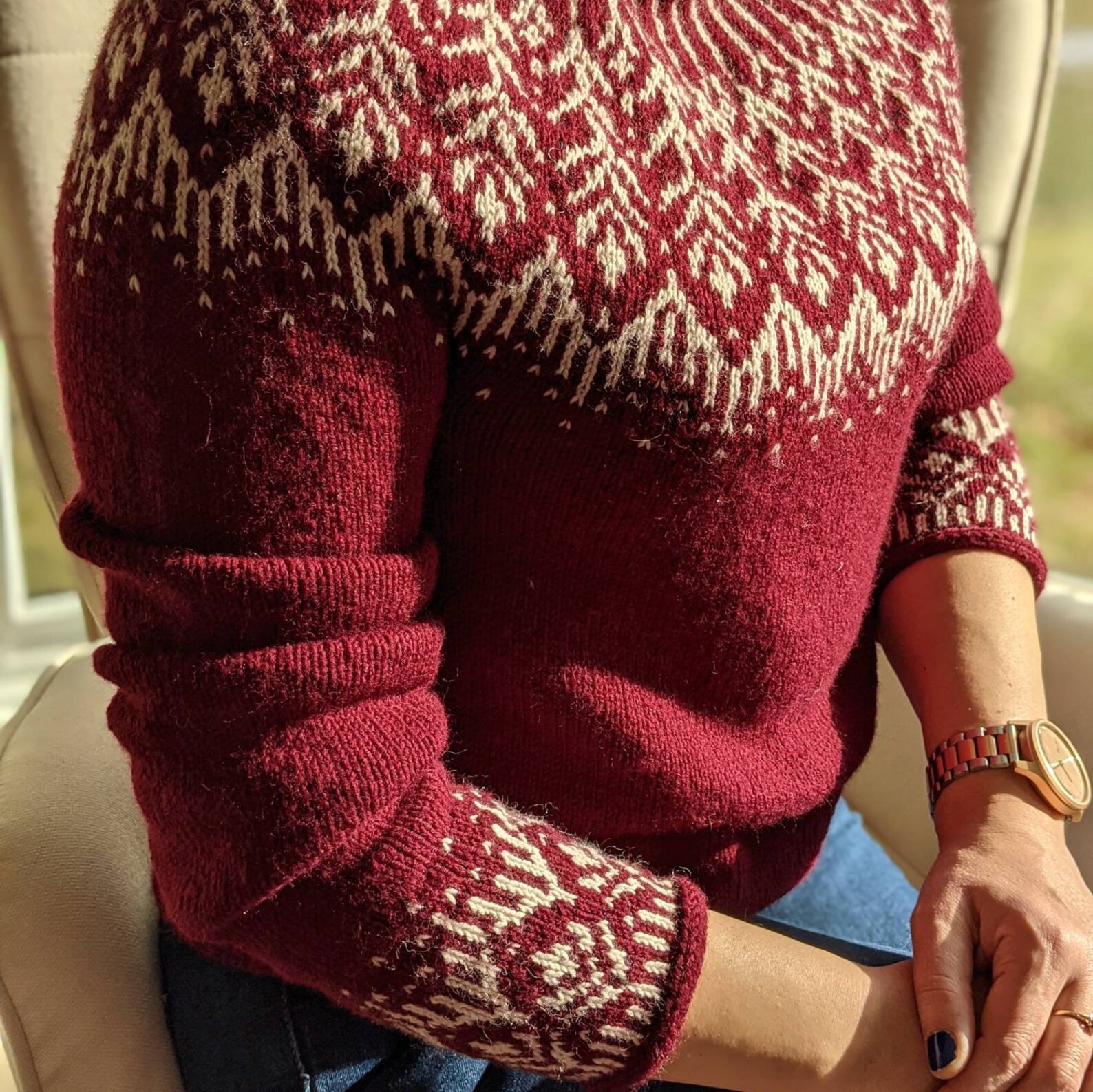 Dark Red and Ivory Fair Isle Women's Sweater/pullover - Etsy