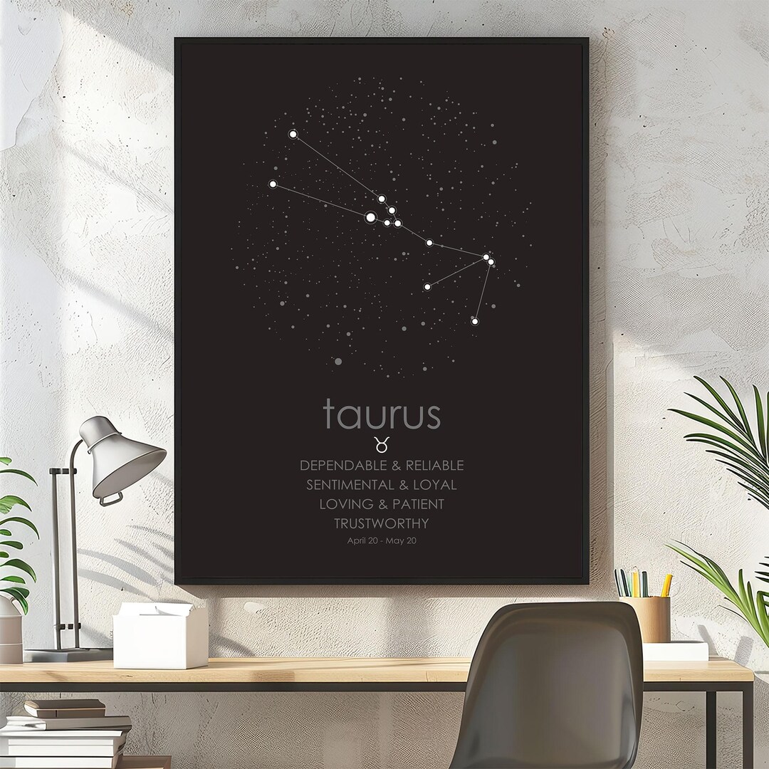 Taurus Constellation Map Print, Zodiac Sign Astrology Poster - Etsy
