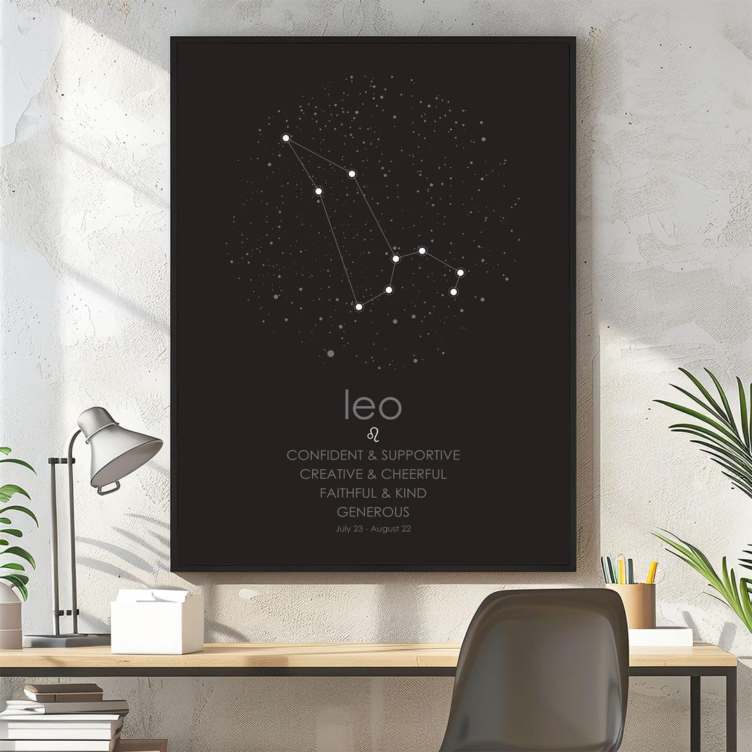 Leo Constellation Map Print, Zodiac Sign Astrology Poster - Etsy