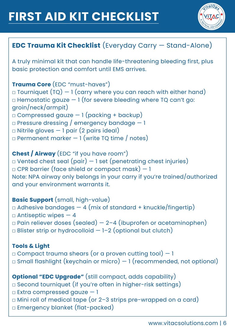 First Aid Trauma Kit Checklist | Emergency Preparedness | (downloadable ...