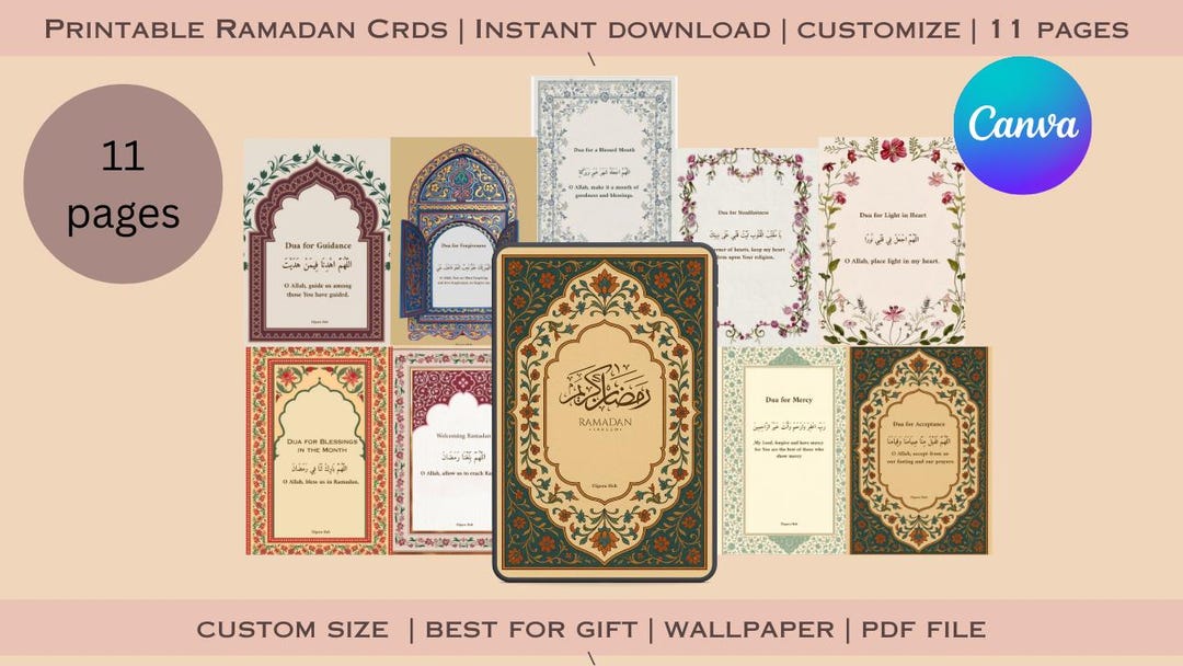 Ramadan Dua Cards Printable Set – Islamic Prayers, Eid Gift (PDF ...