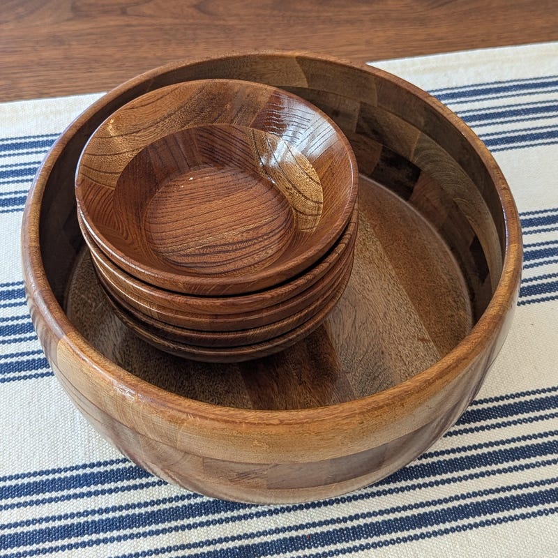 Vintage Teak Salad Bowls - Etsy