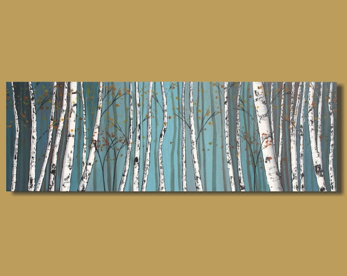 Abstract Painting of Birch Trees Panoramic Painting White - Etsy