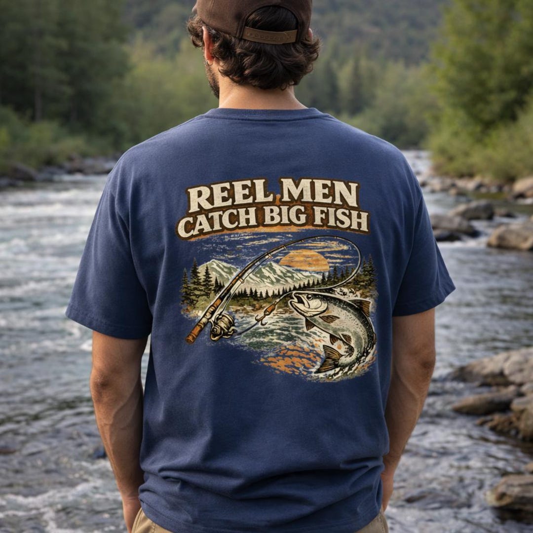 Reel Men Catch Big Fish T-shirt – Vintage Fishing Graphic Tee - Etsy