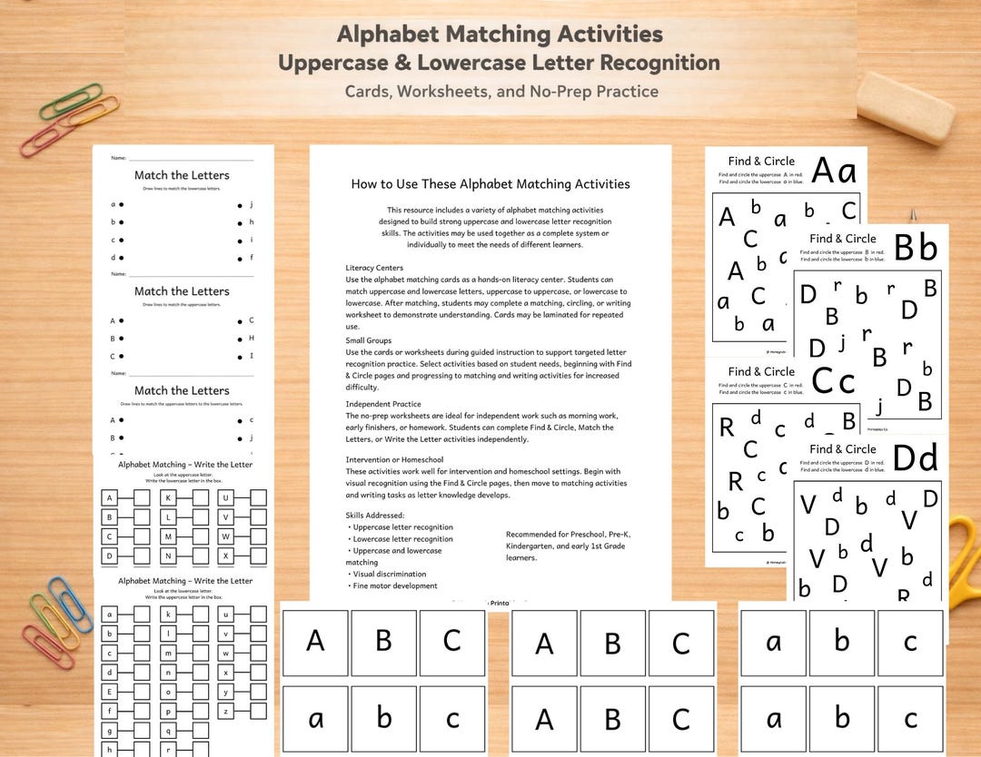 Alphabet Matching Activities | Uppercase & Lowercase Letter Recognition ...