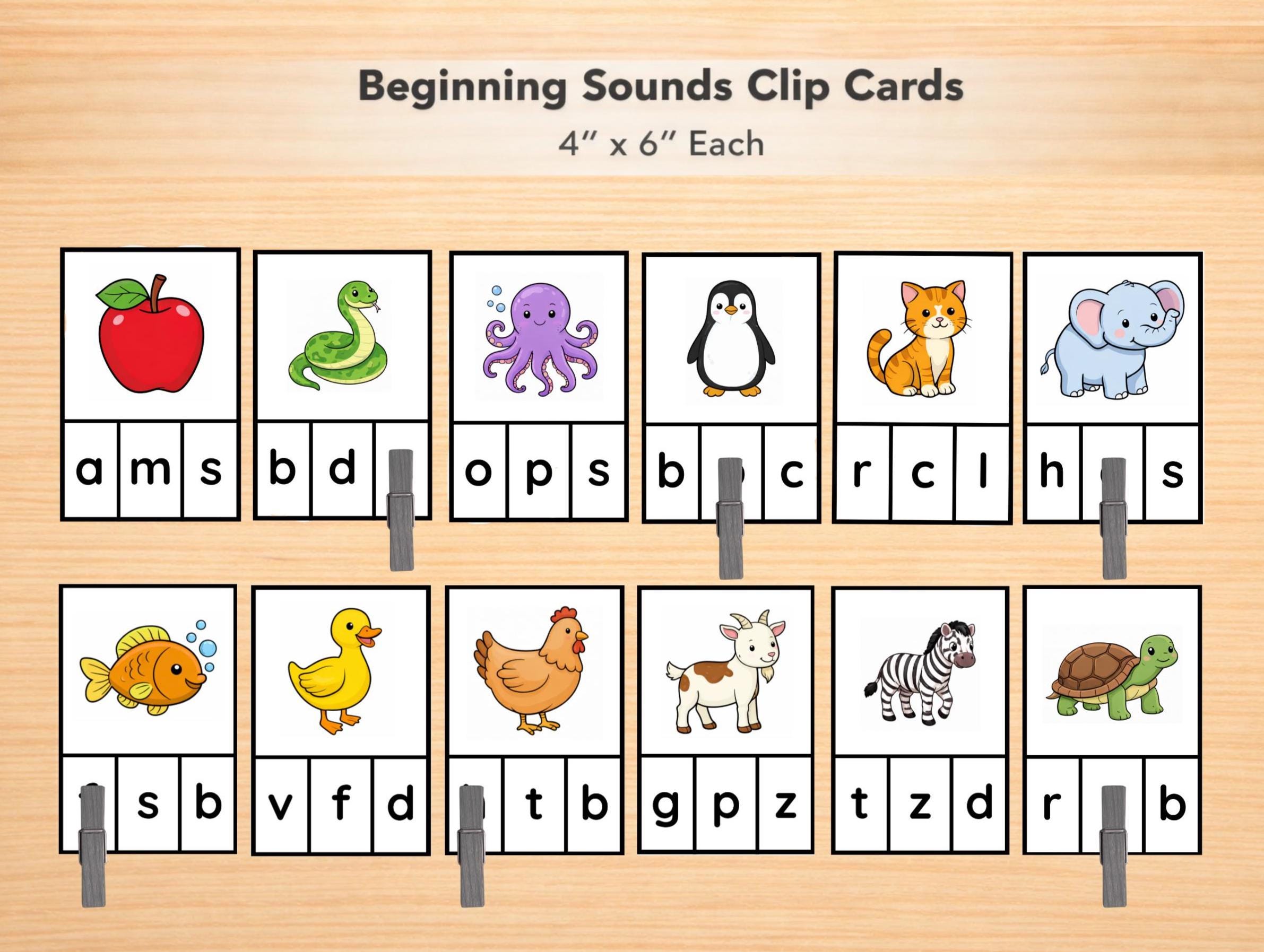 Beginning Sounds Clip Cards Printable | Alphabet Phonics Activity ...