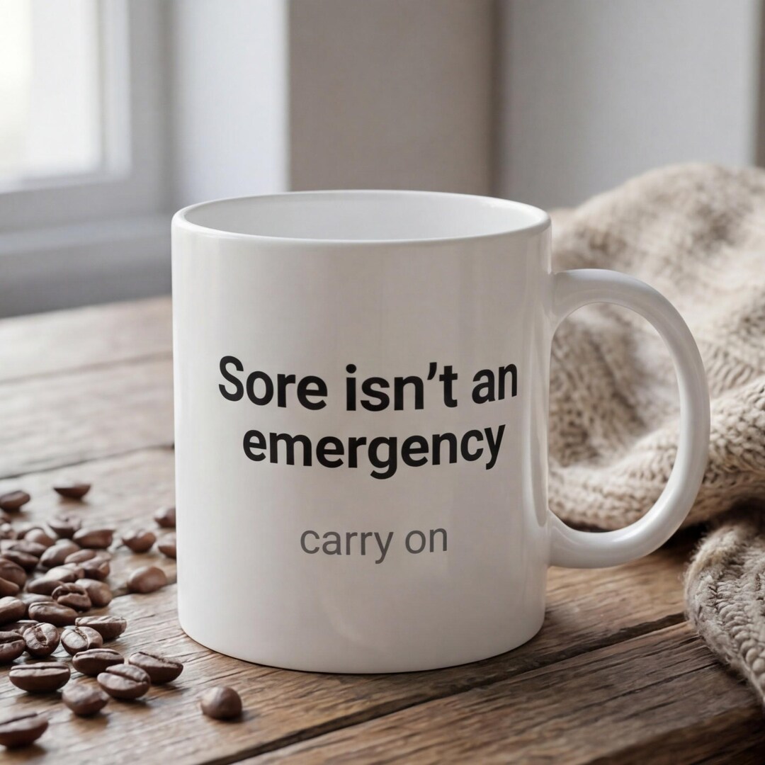 Sore Isn't an Emergency Carry on Mug - Gym Motivation Mug, Fitness ...