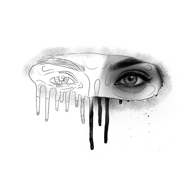 Abstract Eyes Tattoo Designs | Blackwork Drip Style, Minimal Female ...