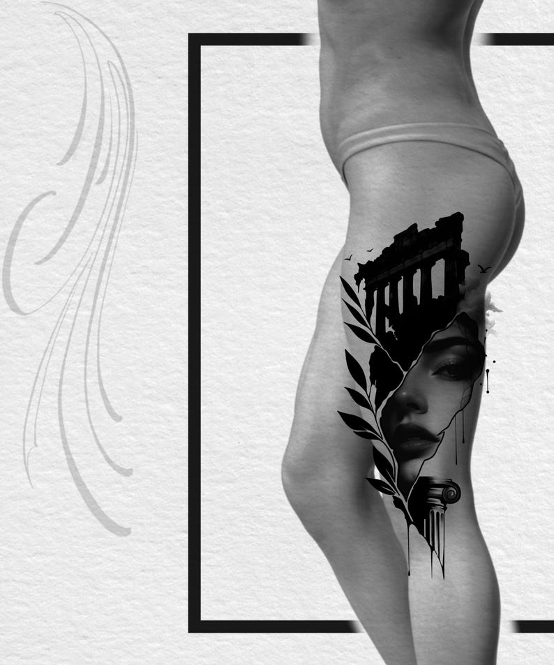 Greek Goddess Tattoo Design | Ancient Greece Portrait | Blackwork ...