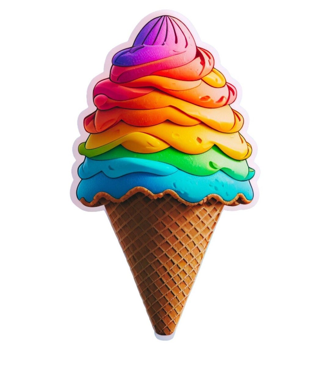 Psychedelic Ice Cream Cone Sticker: Trippy Die-cut, Waterproof - Etsy