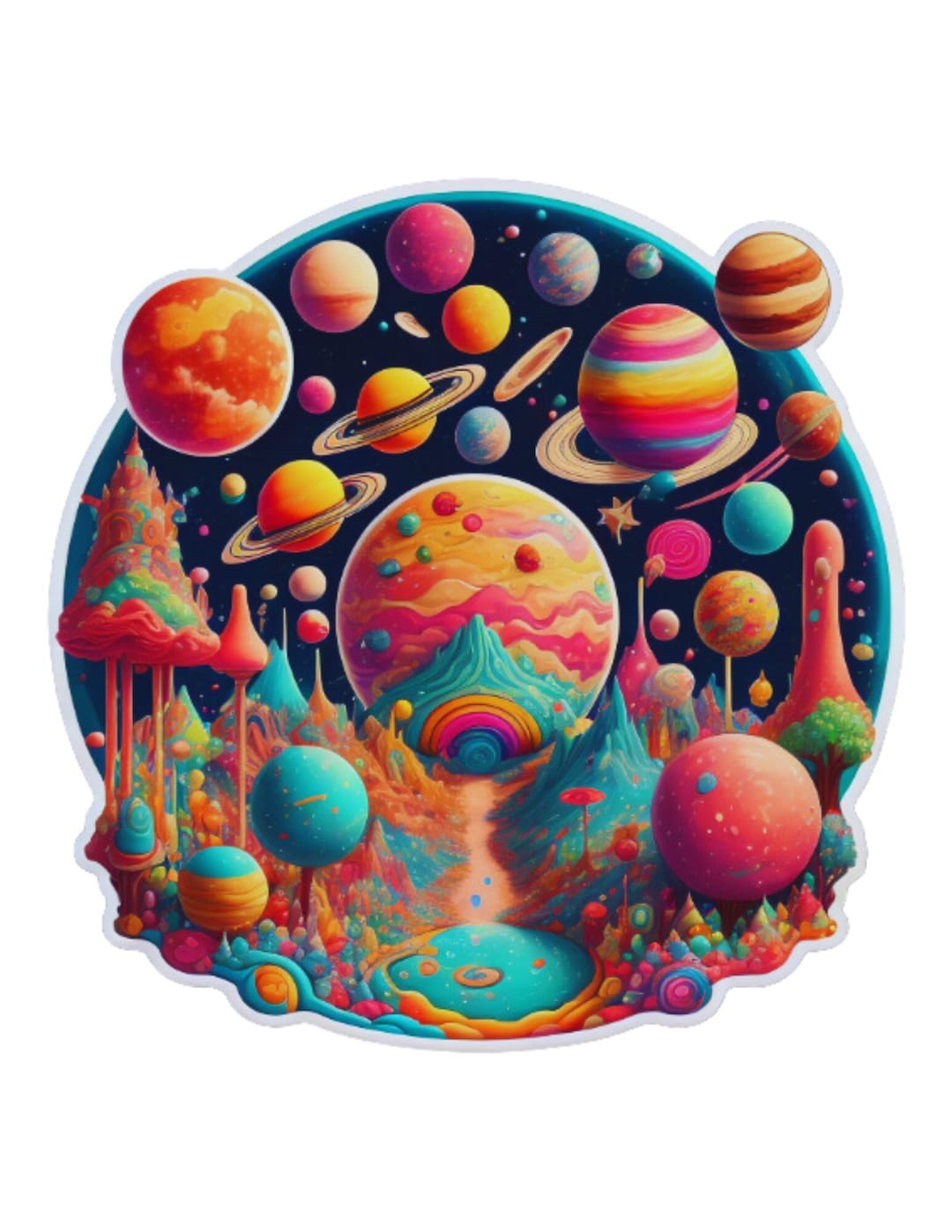 Candyland Planets Sticker: Sacred Geometry Die-cut, Waterproof - Etsy