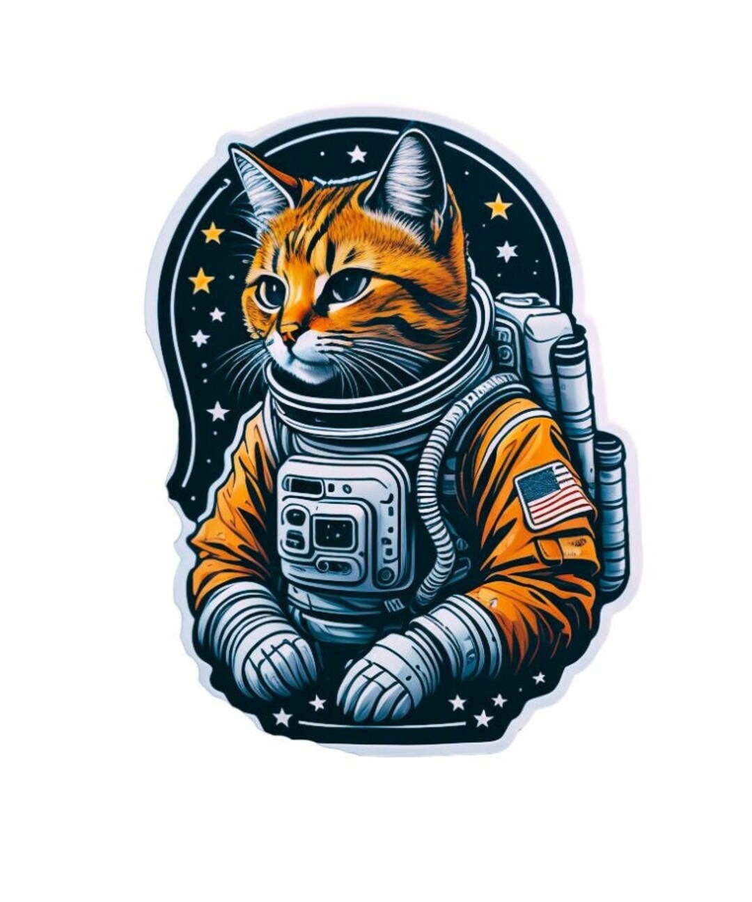 Space Cat Astronaut Portrait - Waterproof Die-cut Sticker - Etsy