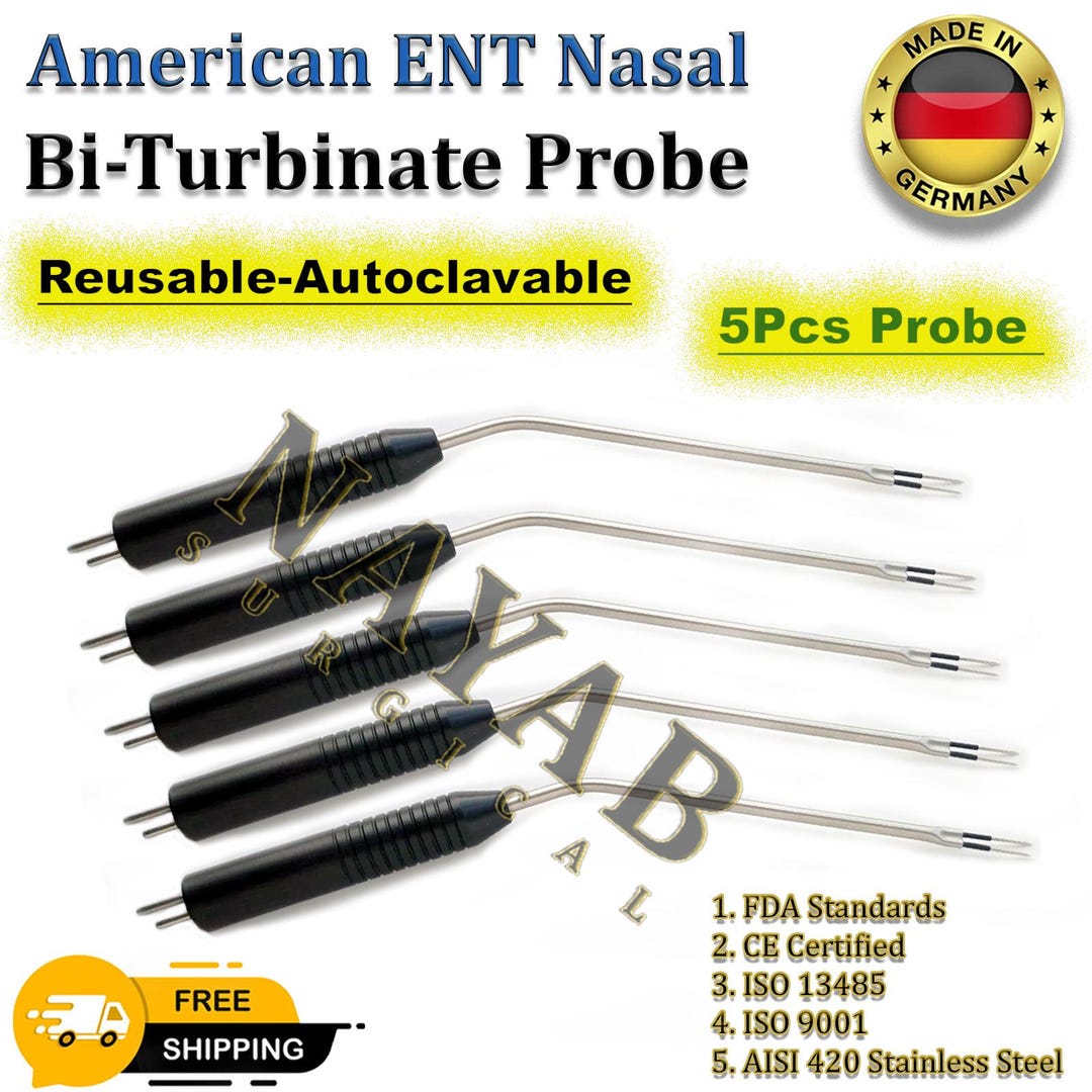 American ENT Nasal Bi-turbinate Probes Reusable-autoclavable 5pcs Set ...