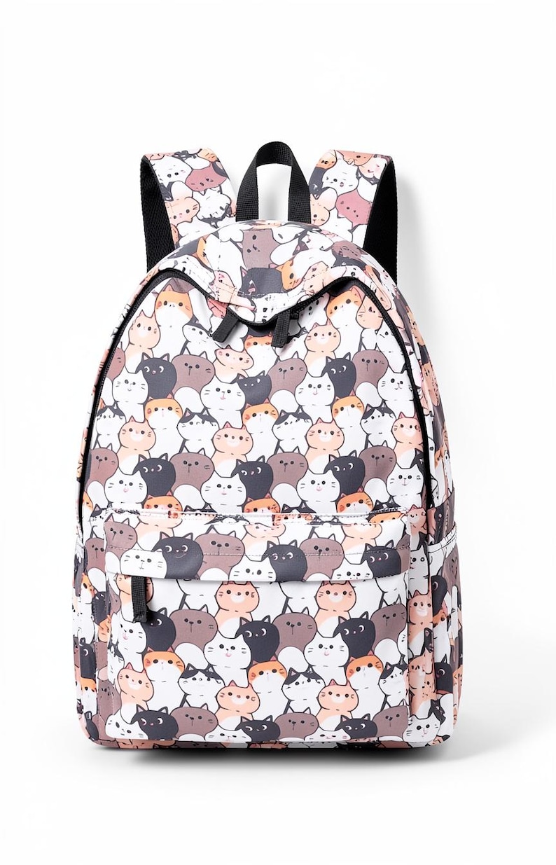 Cute Cat Backpack Kawaii School Bag Cat Lover Gift Large Capacity Cat ...