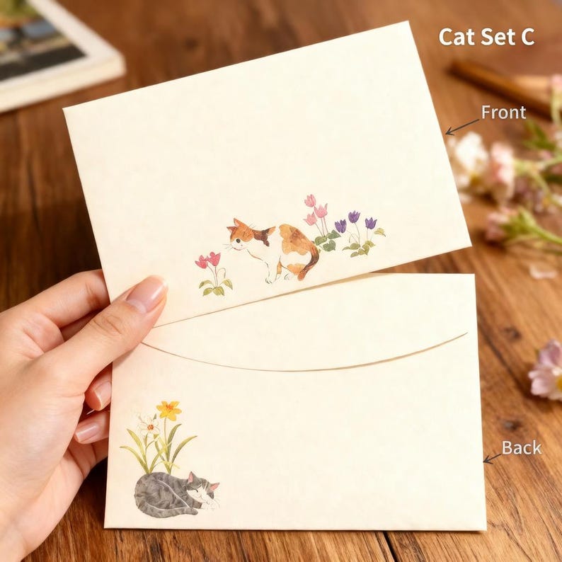 Cat Letter Paper Set A5, Kawaii Writing Paper, Cute Cat Stationery ...