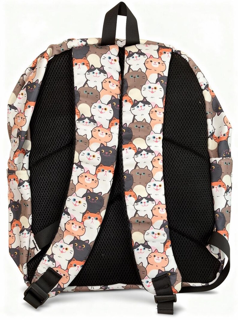 Cute Cat Backpack Kawaii School Bag Cat Lover Gift Large Capacity Cat ...