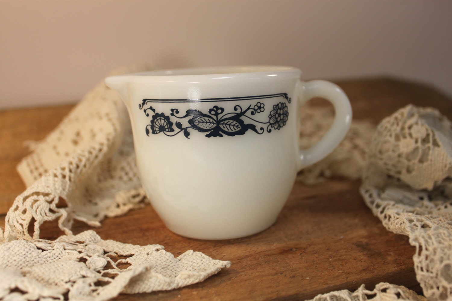 Vintage Pyrex Creamer Pattern Old Time Dark Blue Design 1960s Hard to ...