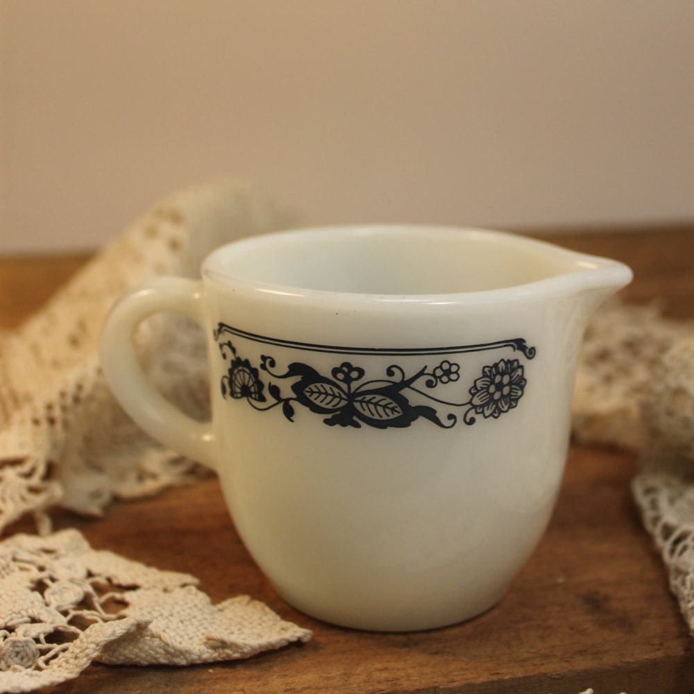 Vintage Pyrex Creamer Pattern Old Time Dark Blue Design 1960s Hard to ...