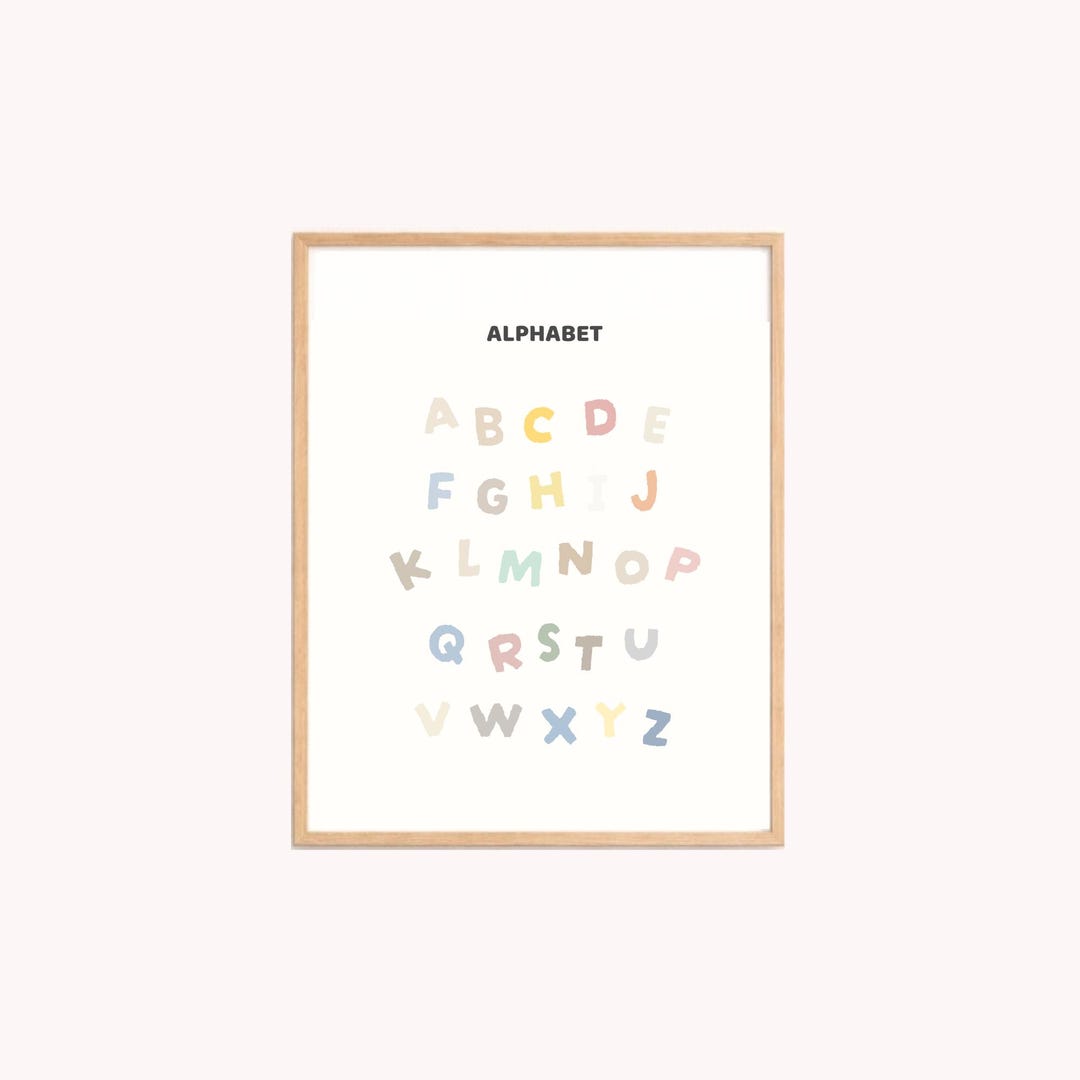 Neutral Pastel Alphabet Poster Printable | ABC Wall Art for Kids Room ...