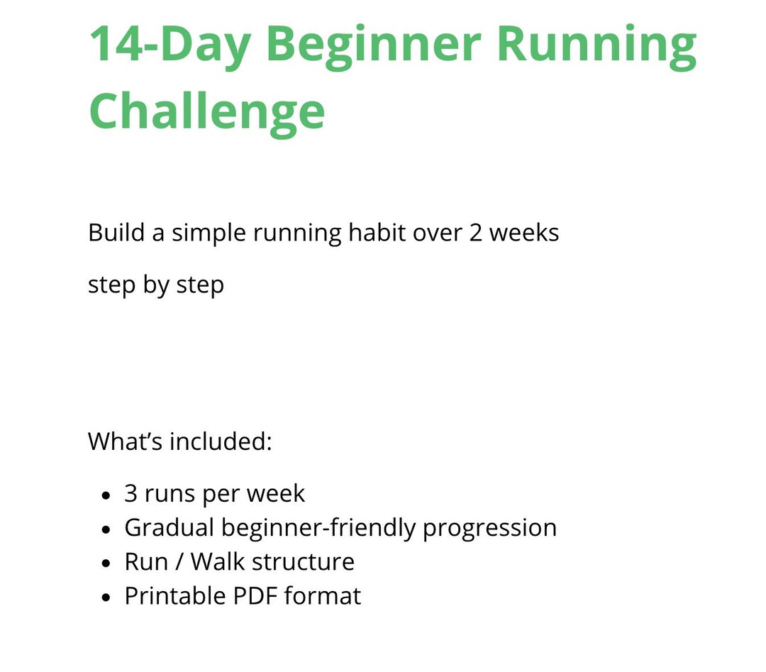 14 Day Beginner Running Challenge | Start Running Plan PDF | Easy Run ...