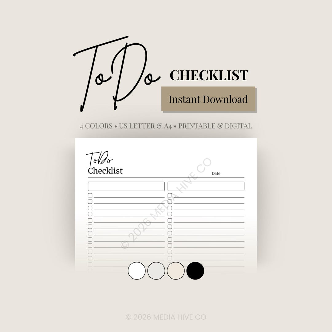 To Do Checklist | Printable & Digital | Instant Download | US Letter/a4 ...