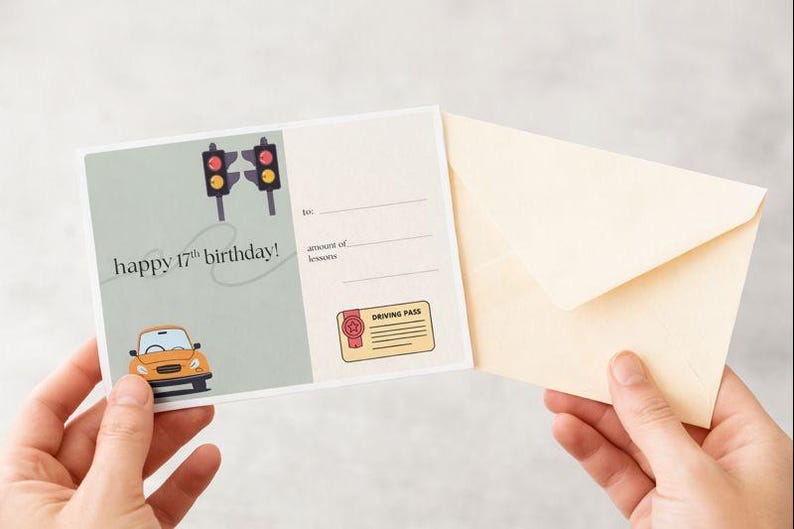 17th Birthday Driving Lessons Gift Card - Etsy