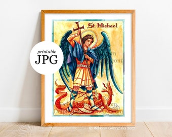 Saint Michael Poster Art Print St Michael Archangel - Etsy