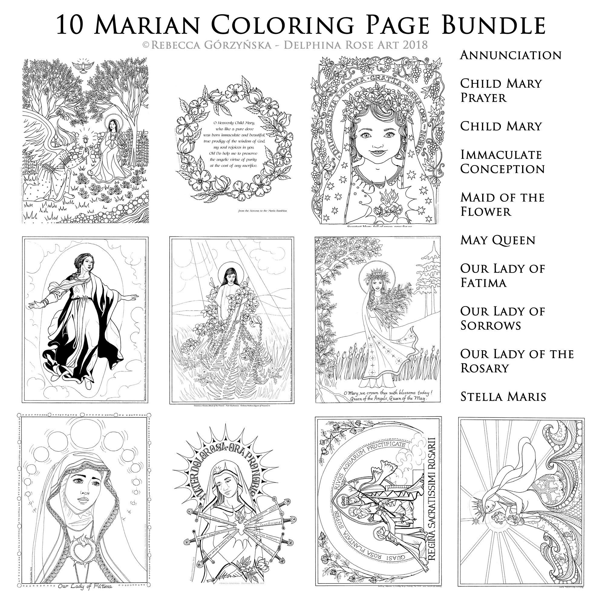 Hail Mary: 10 Catholic Coloring Pages | Etsy