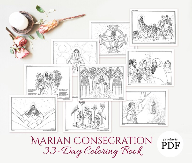 Catholic Coloring Book 33 Pages for Marian Consecration - Etsy