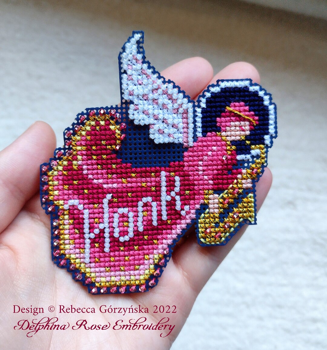 DIGITAL PATTERN Honk the Herald Saxophone Angel Ornament - Counted ...