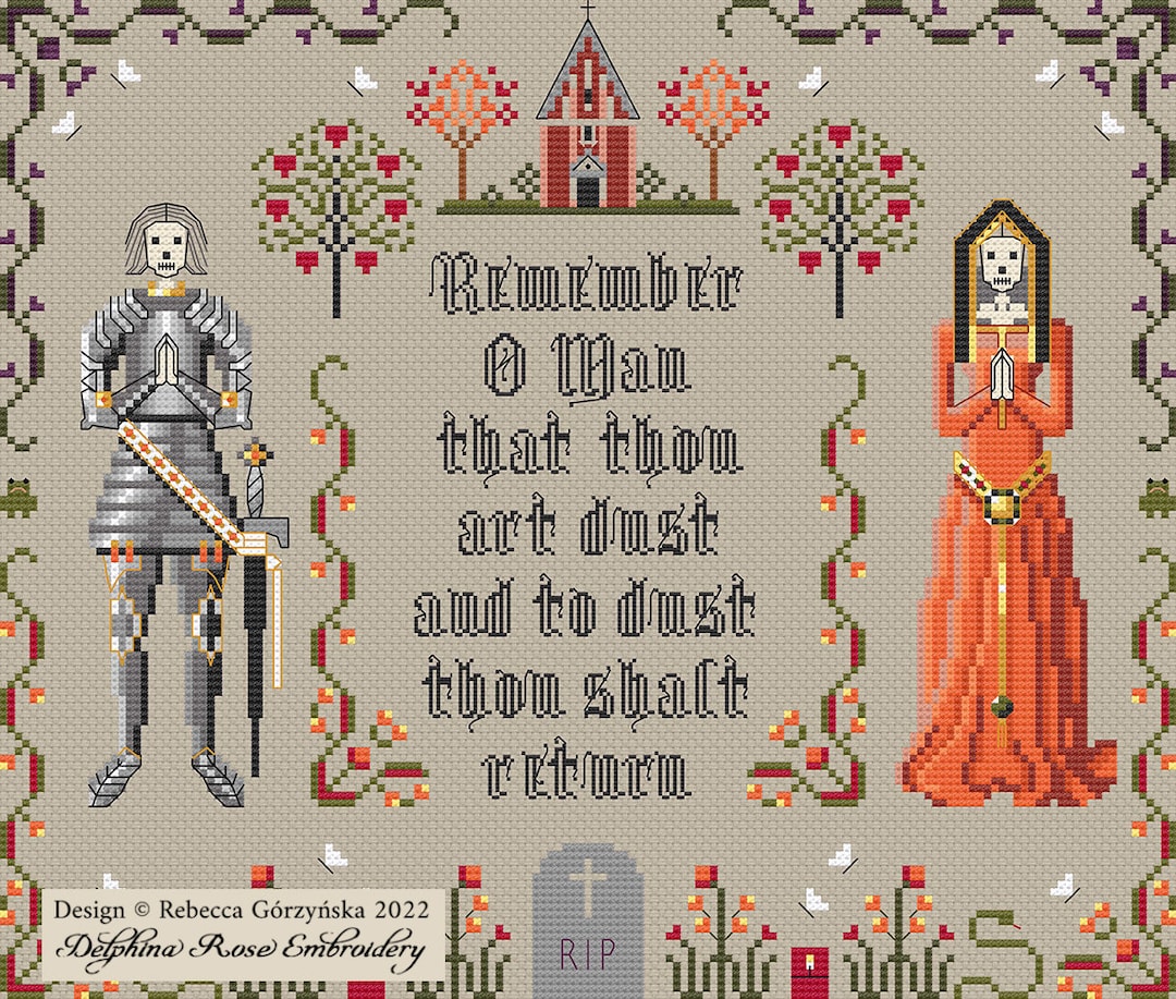 Memento Mori Cross Stitch Pattern, Catholic Cross Stitch Halloween, All ...