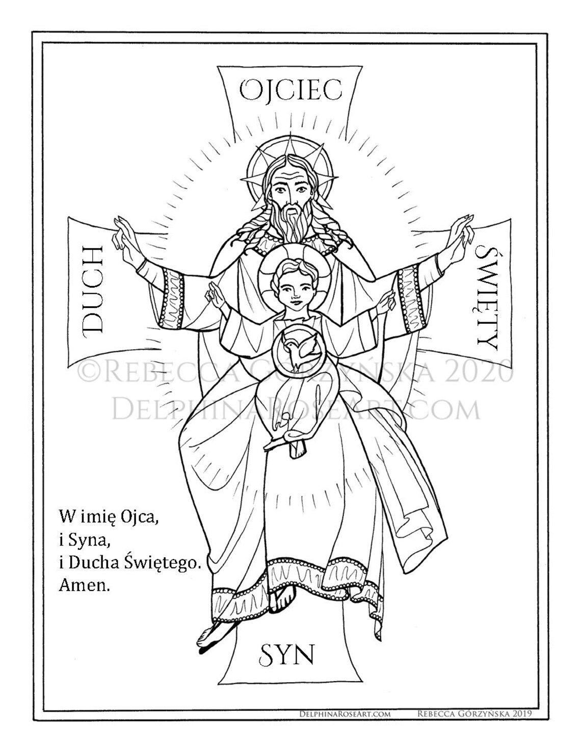 Catholic Coloring Page, Sign of the Cross, Holy Trinity - 5 PDF ...