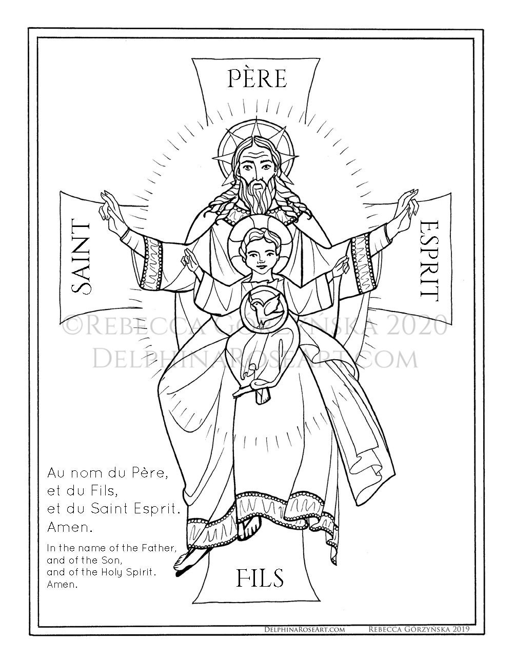 Catholic Coloring Page, Sign of the Cross, Holy Trinity - 5 PDF ...