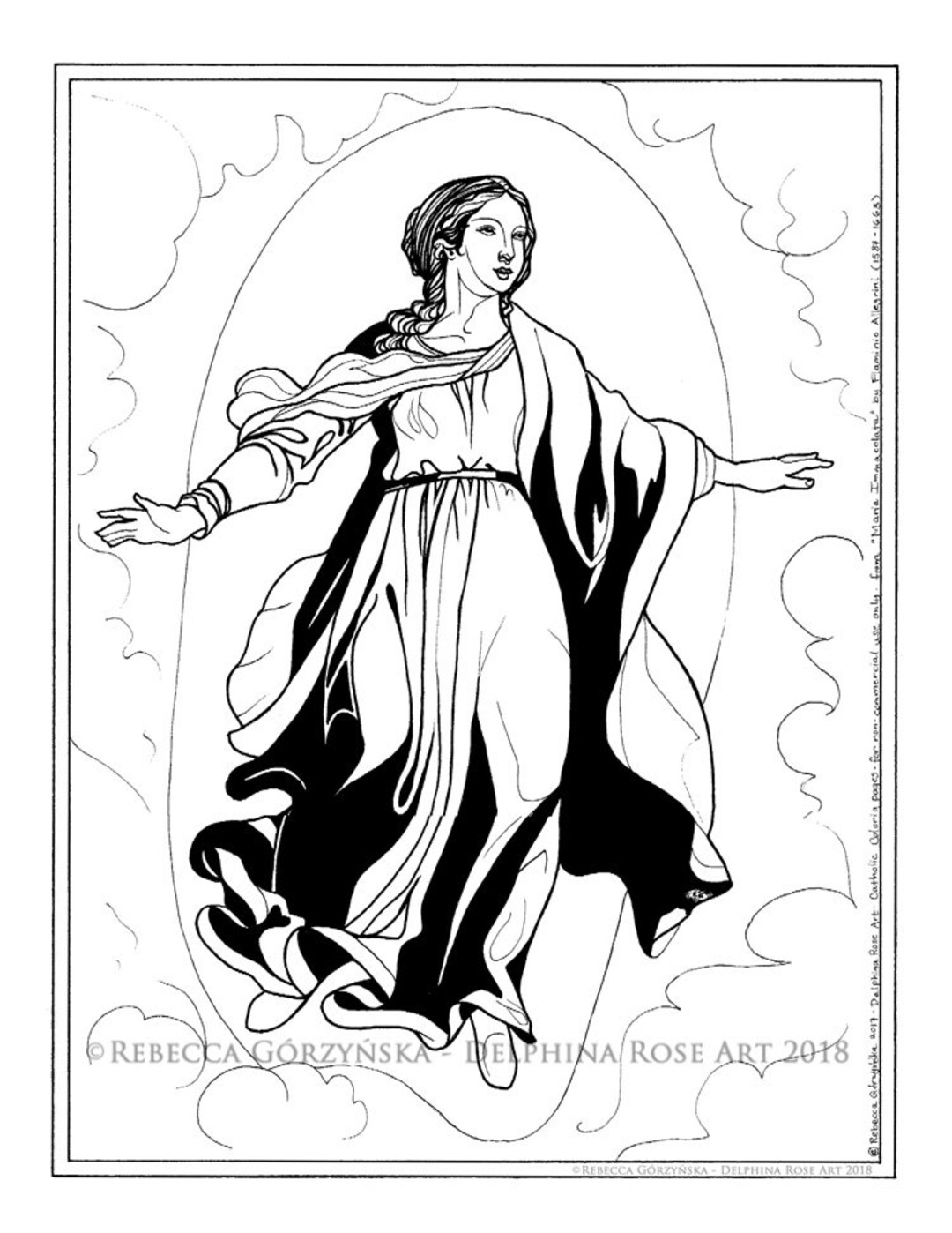 Immaculate Conception Coloring Page Assumption Our Lady Mary - Etsy