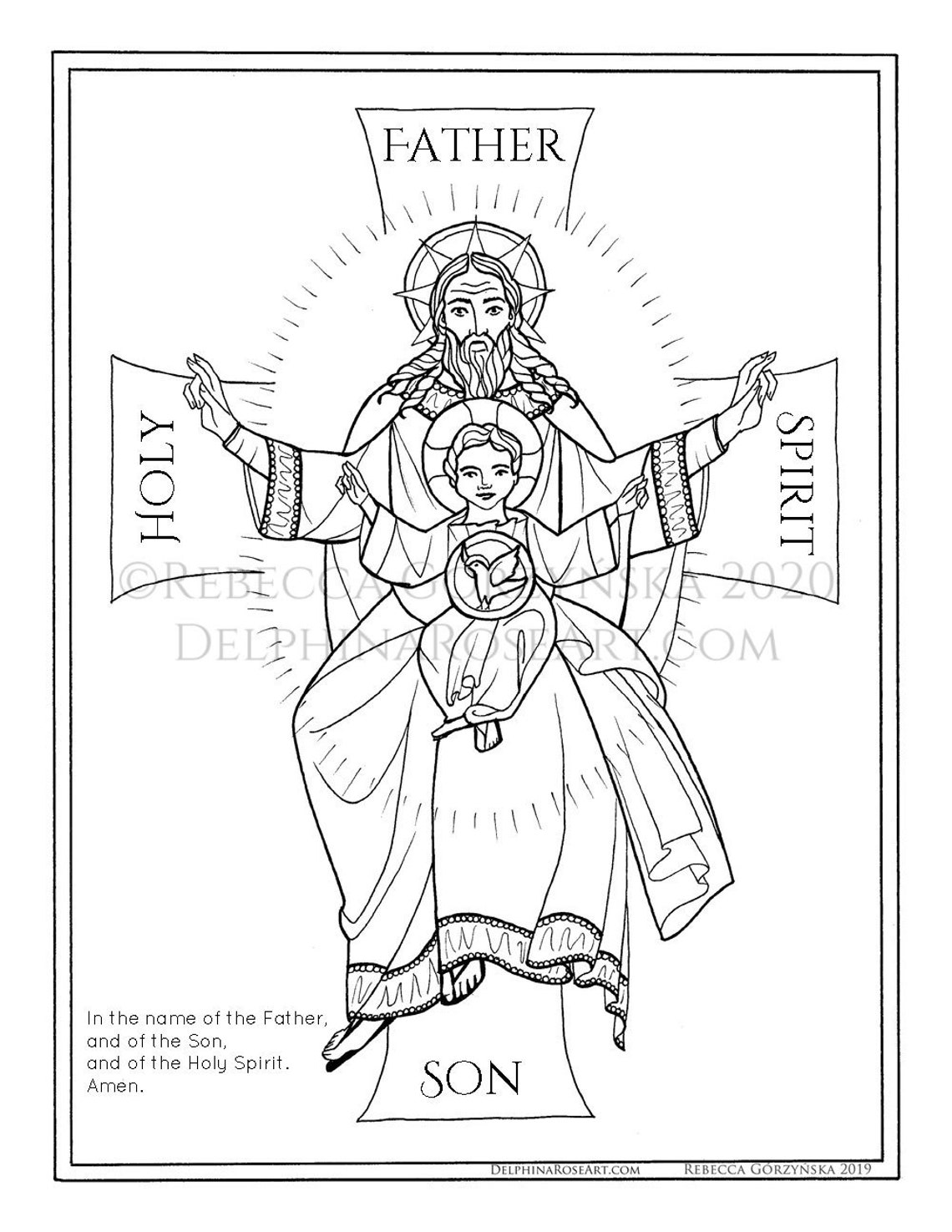 Catholic Coloring Page, Sign of the Cross, Holy Trinity - 5 PDF ...