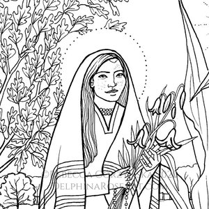 Catholic Coloring Page St. Kateri Tekakwitha PDF Coloring Page - Etsy