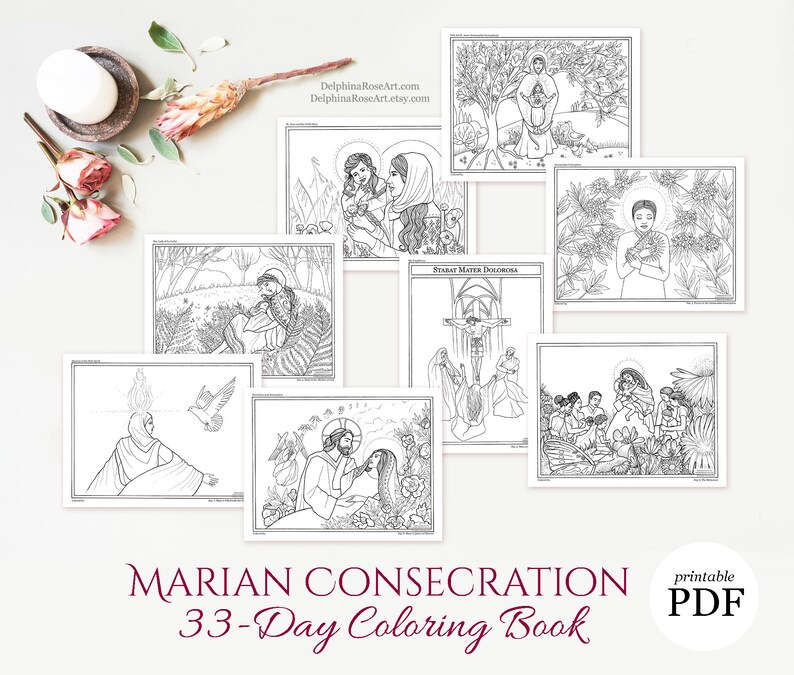 Catholic Coloring Book 33 Pages for Marian Consecration - Etsy