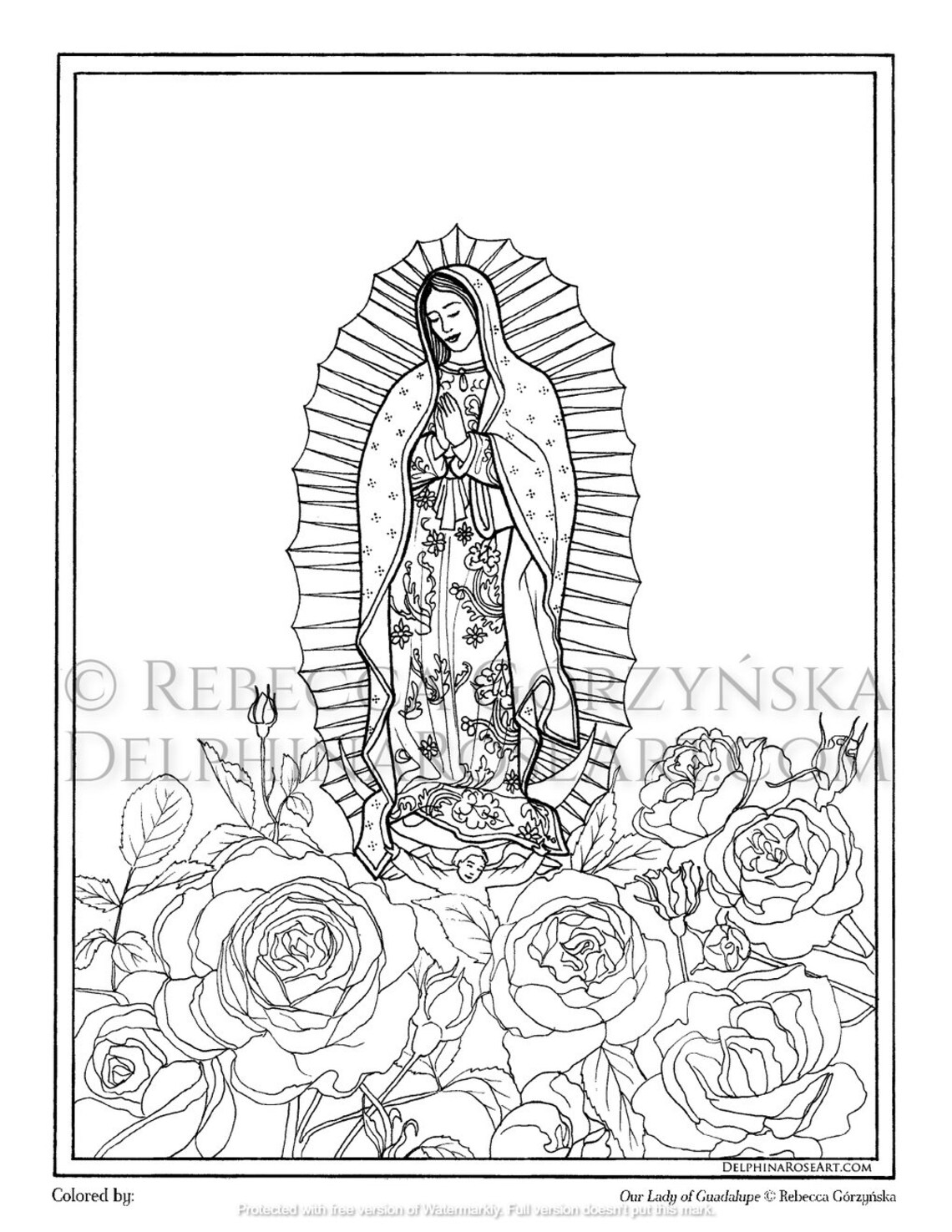 Catholic Coloring Page - Our Lady of Guadalupe - PDF Coloring Page - Etsy