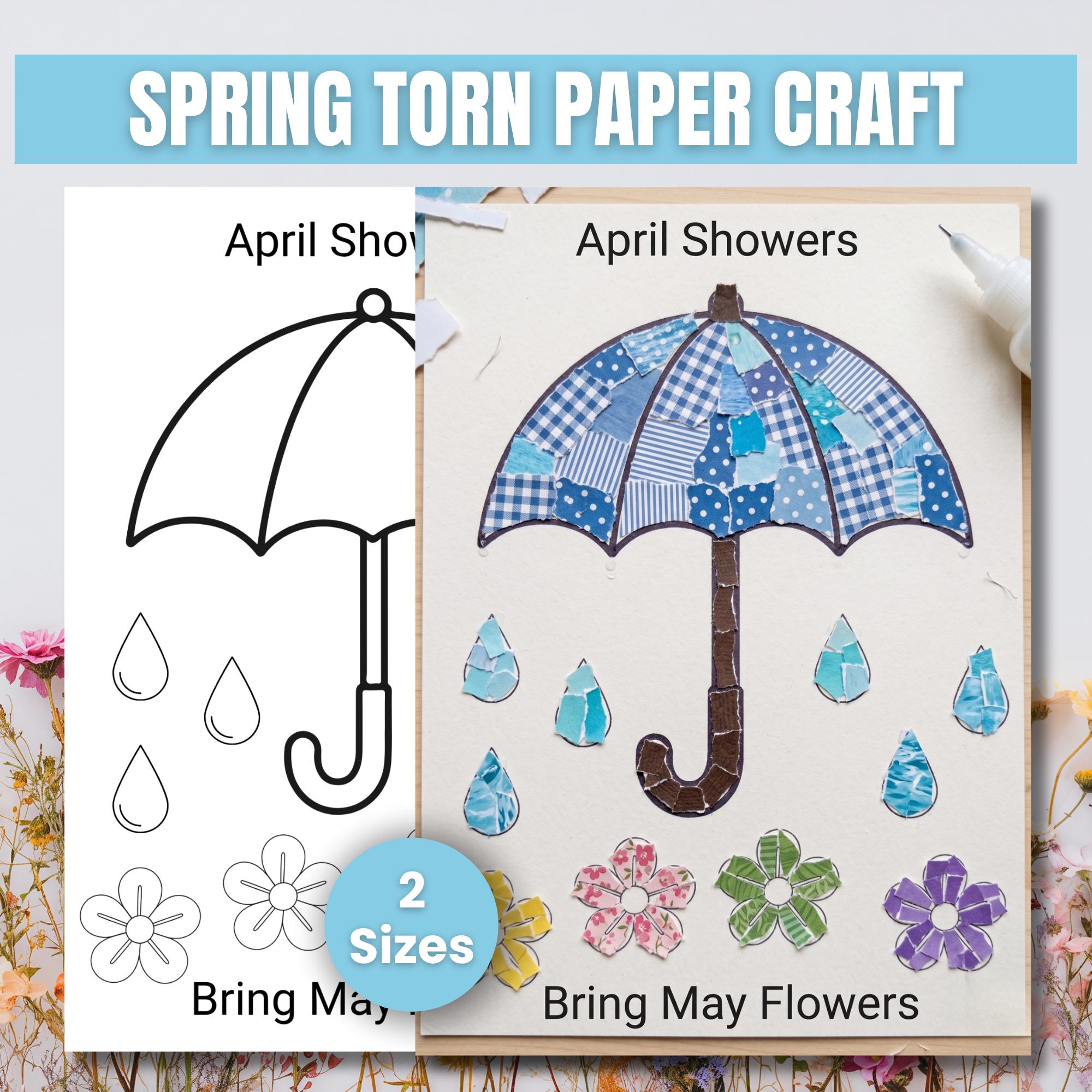Spring Torn Paper Craft, April Showers Bring May Flowers Activity ...