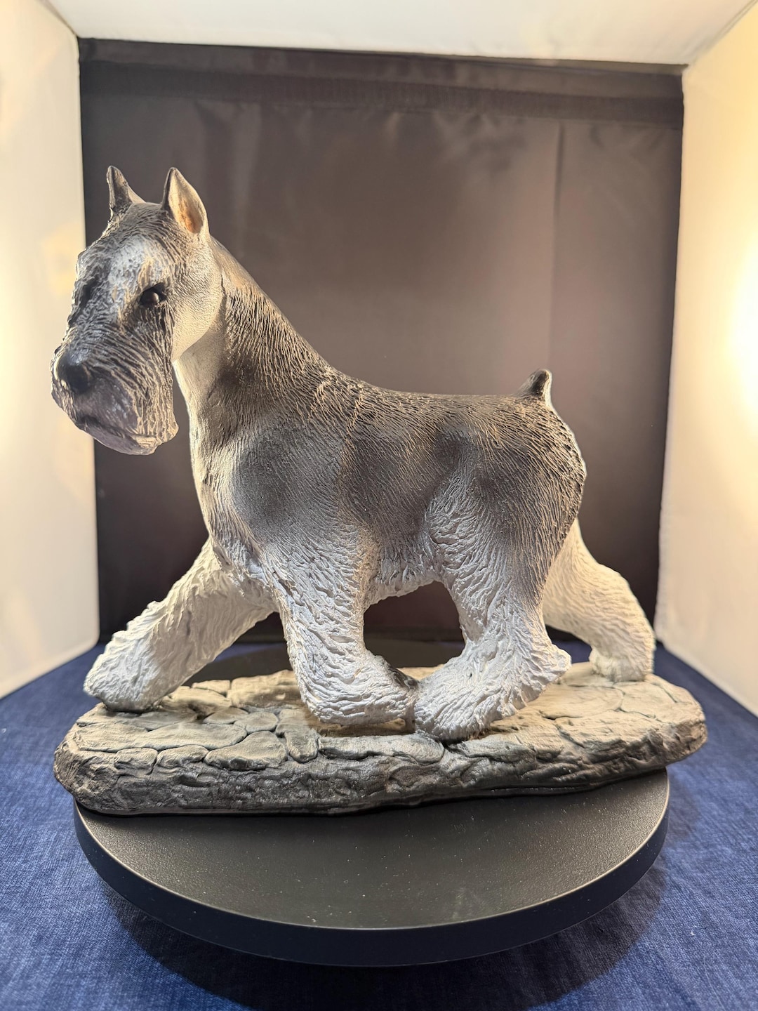 Vintage Hand Painted Ceramic or Resin Sculpture of a Schnauzer Dog in ...